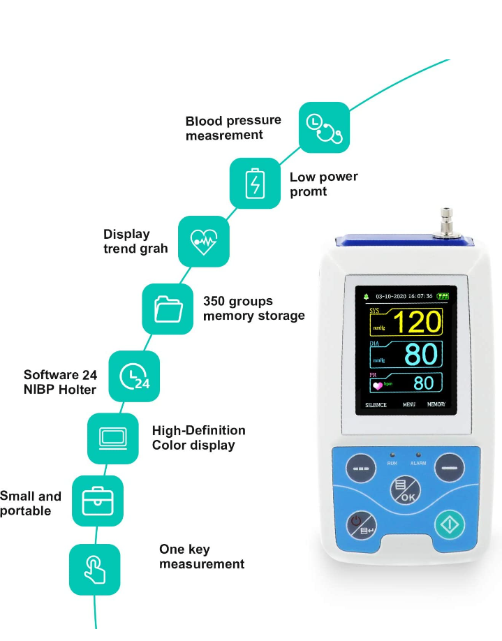 Holter Presion Arterial Mapa CONTEC ABPM50 FR. NIBP Ambulatoria x 24 Hrs